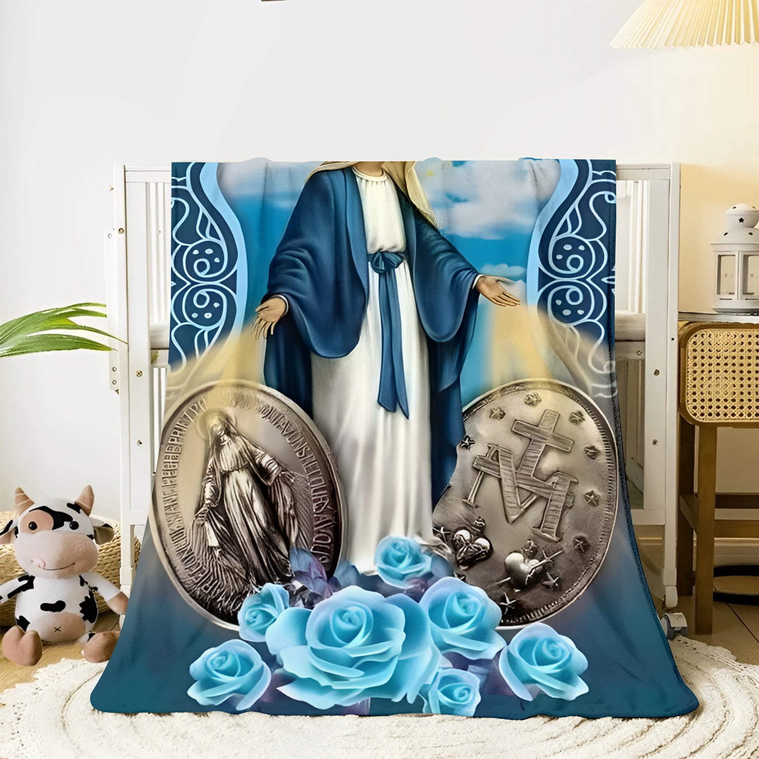 Ultra-Soft Flannel Throw Blanket with Virgin Mary Design - Cozy, All ...
