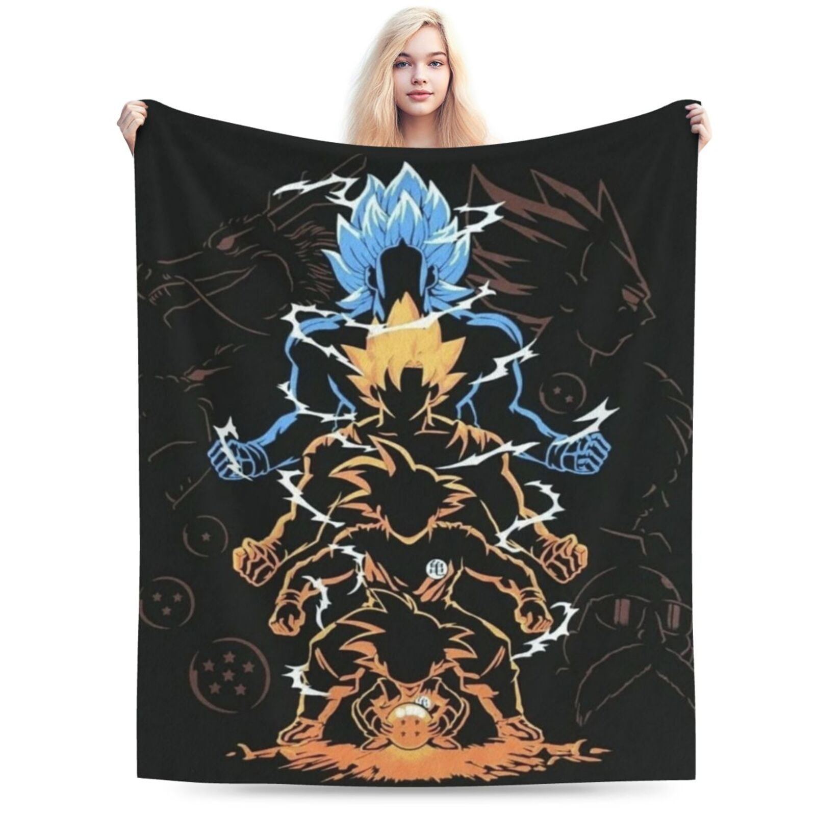 Ultra Soft Fleece Flannel DBZ Blankets Goku Cozy Warm Throws for Couch ...