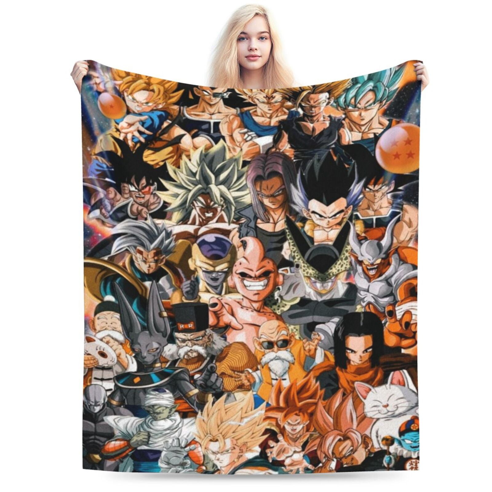 Ultra Soft Fleece Flannel DBZ Blankets Goku Cozy Warm Throws for Couch ...
