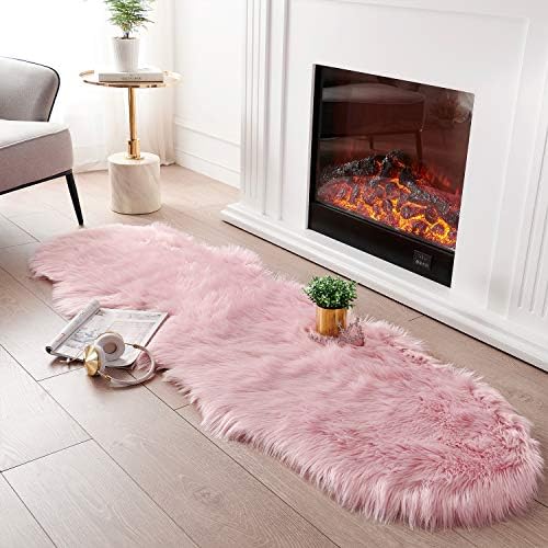 Ultra Soft Fluffy Pink Faux Sheepskin Fur Shaggy Couch Cover Furry ...