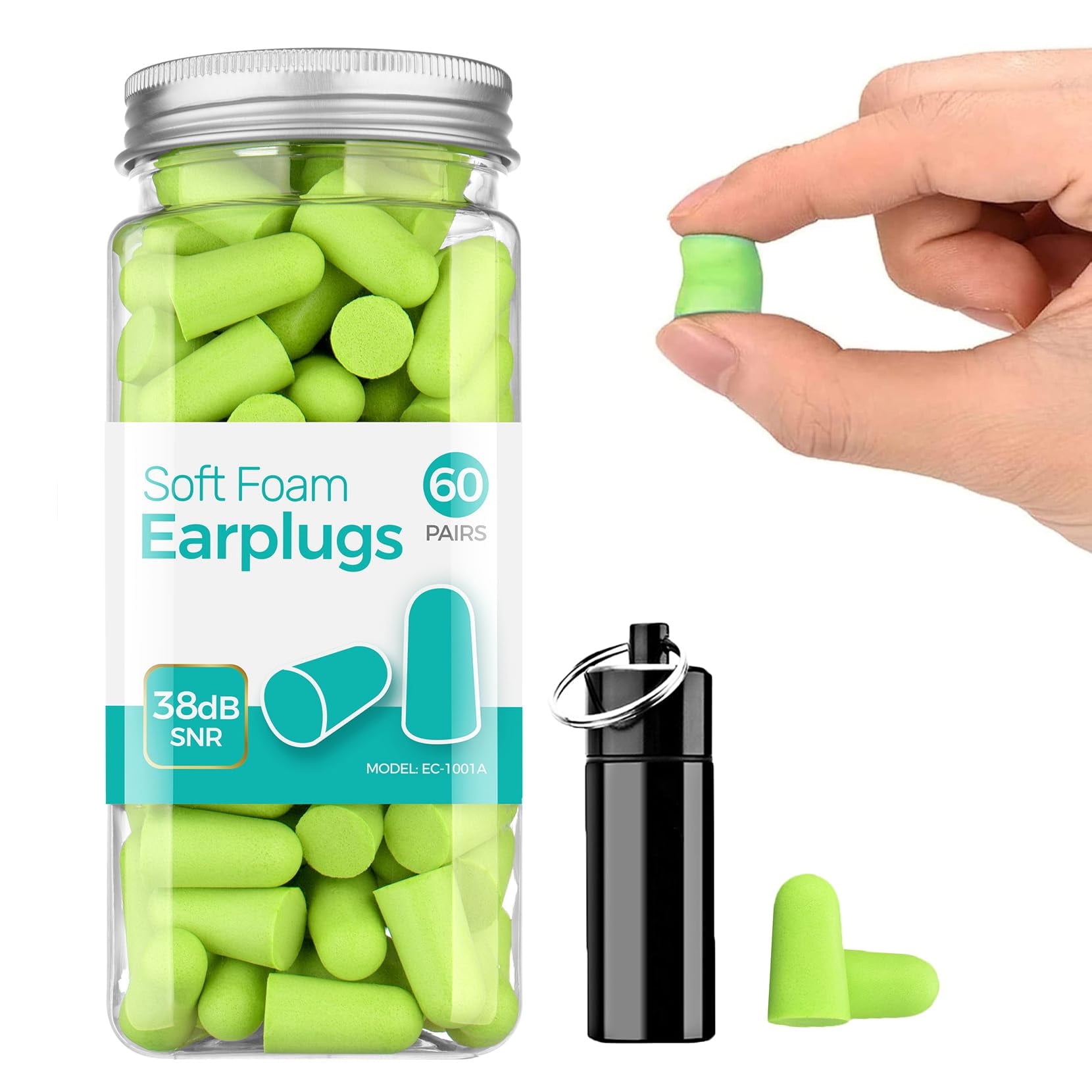 Mpow Ultra Soft Foam Earplugs, 38dB Noise Reduction, 60 Pairs, Lemon ...