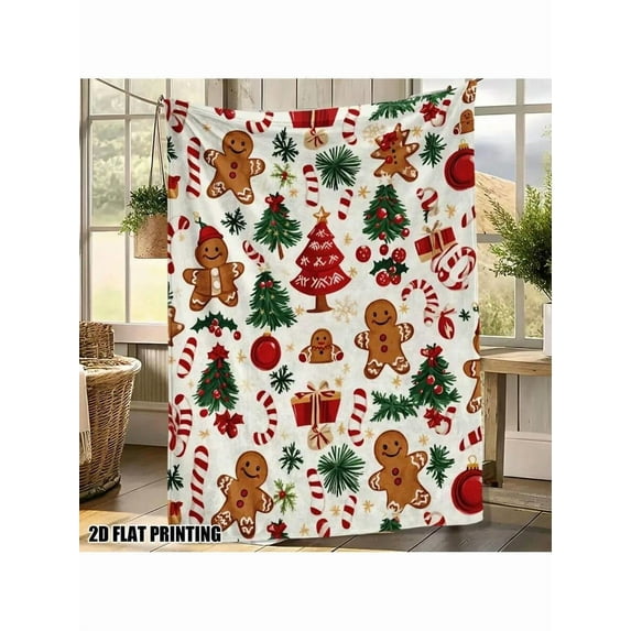 Ultra-Soft Gingerbread Wonderland Flannel Throw Blanket - Cozy Holiday ...