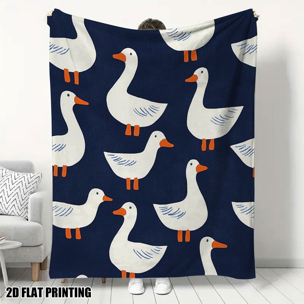Ultra-Soft Goose Parade Print Flannel Throw Blanket - Cozy Multi ...