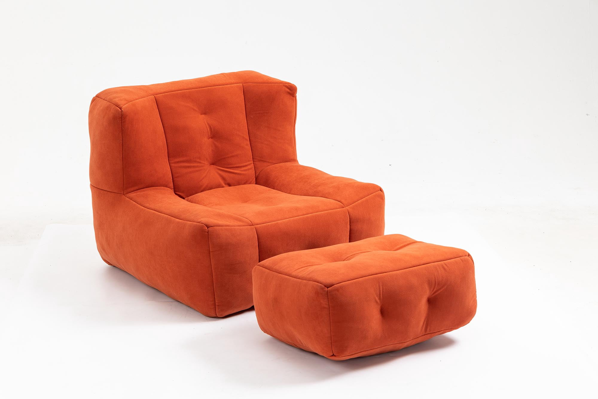 Ultra Soft Lazy Sofa Chair with Footstool,Comfy High Back Bean Bag ...