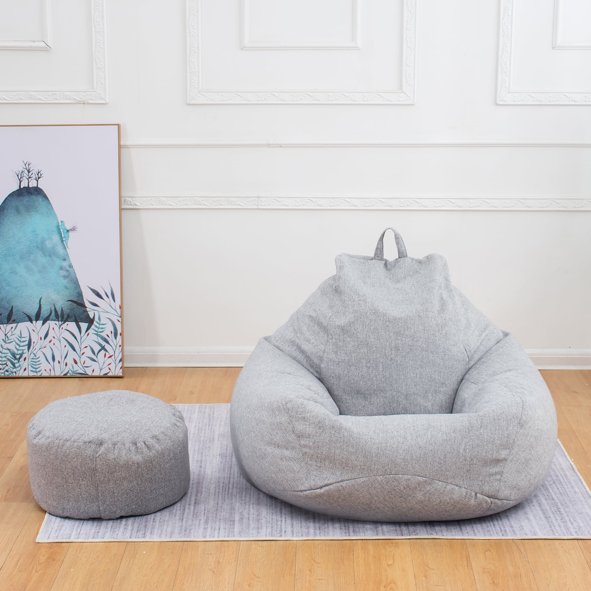 DG-Direct Ultra Solf Stuffed Foam Filled Bean Bag Chair, Gray - Walmart.com