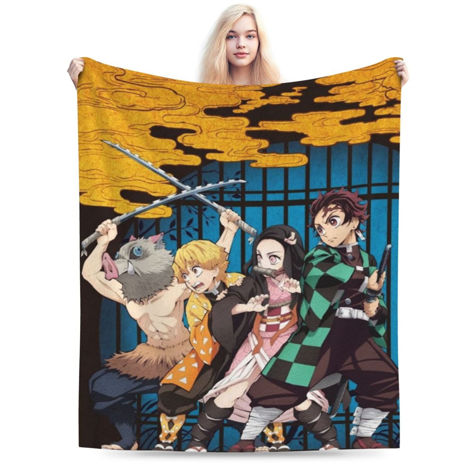 Ultra-Soft Micro Fleece Warm Anime Demon Slayer Nezuko Blanket Throw ...