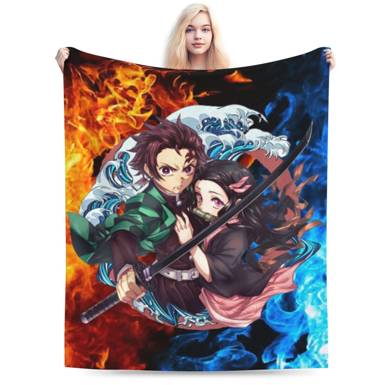 Ultra-Soft Micro Fleece Warm Anime Demon Slayer Nezuko Blanket Throw ...