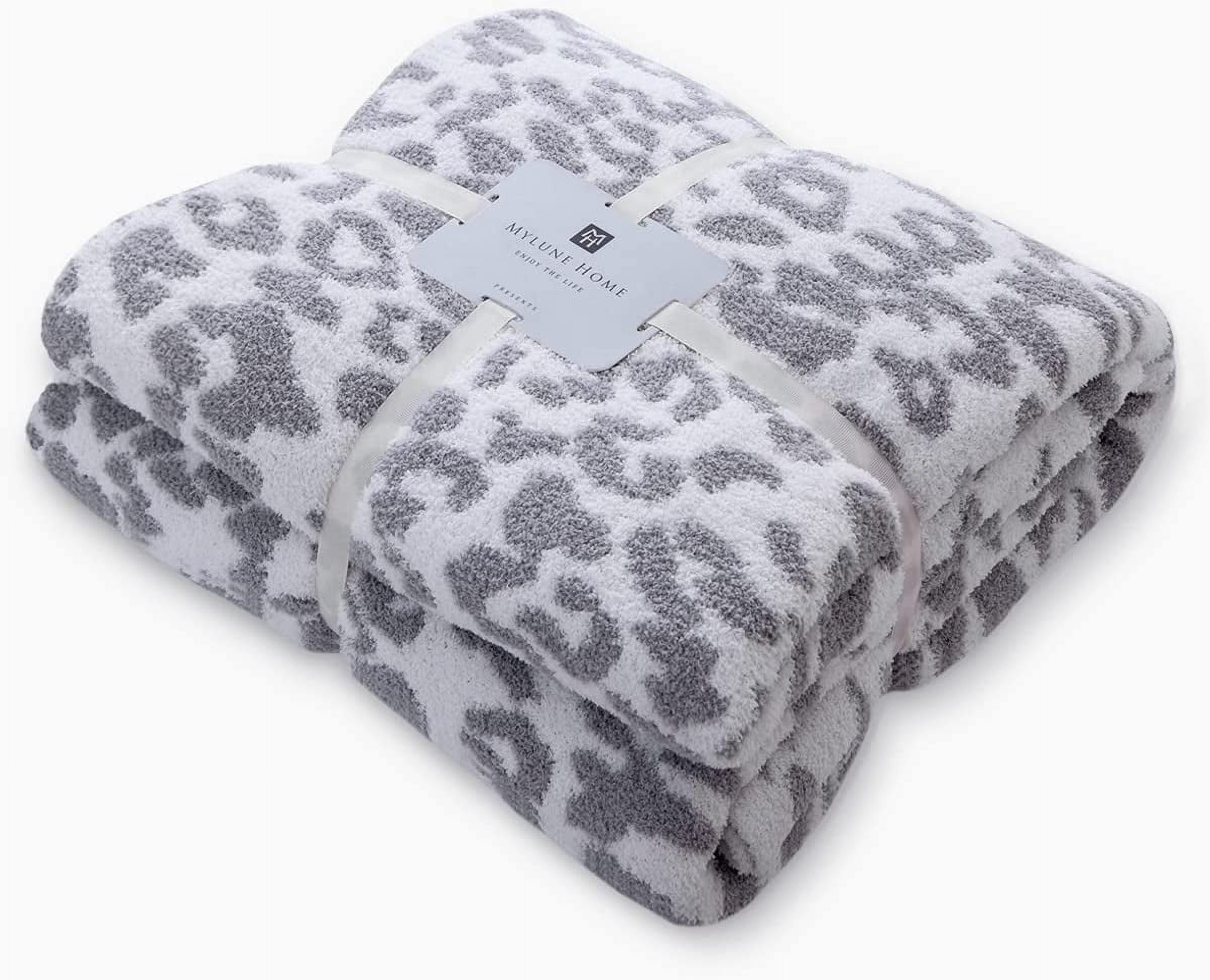 Ultra Soft Micro Plush White Grey Leopard Blanket (51x63 inches) Warm ...