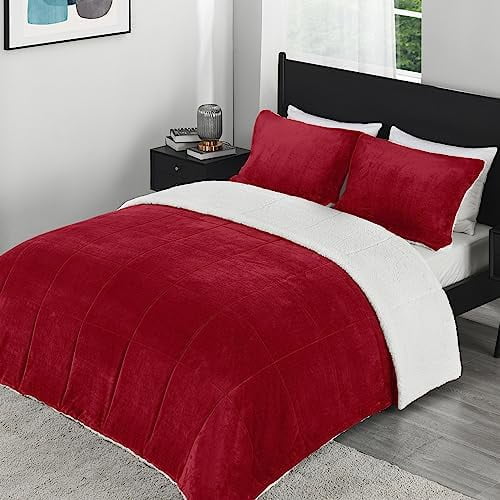 Ultra-Soft Micromink Sherpa King Size Comforter Set with 2 Pillow Shams ...