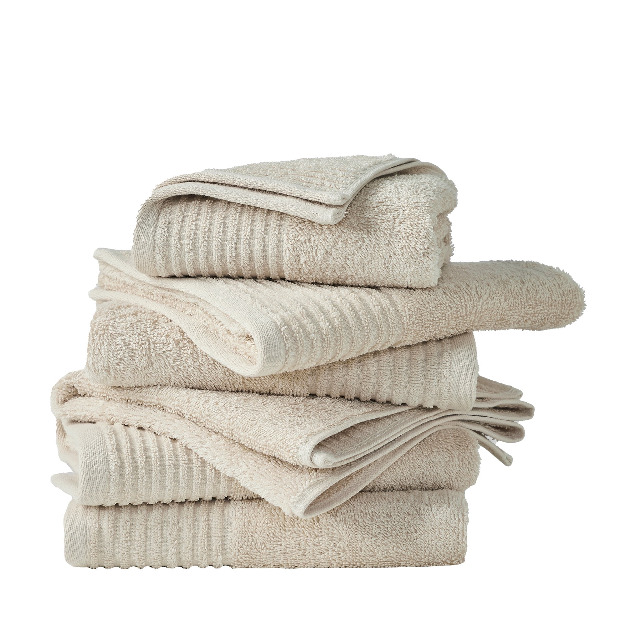 Ultra-Soft Modern Ribbed Cotton Quick Dry Towel Set (6 Pack Hand Towel ...