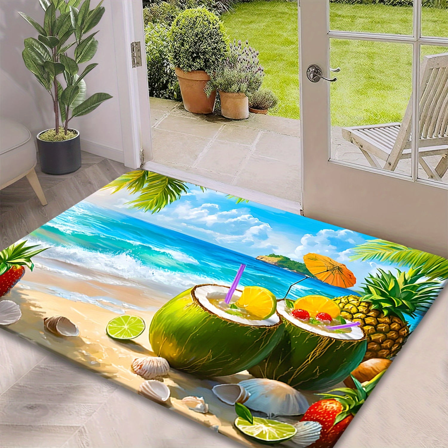 Ultra Soft Non-Slip Flannel Floor Mat with Rubber Backing, Coconut ...