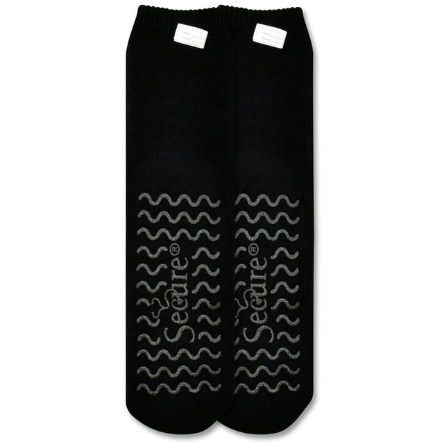 Ultra Soft Non-Slip Grip Slipper Socks, Black - Fall Injury Prevention ...