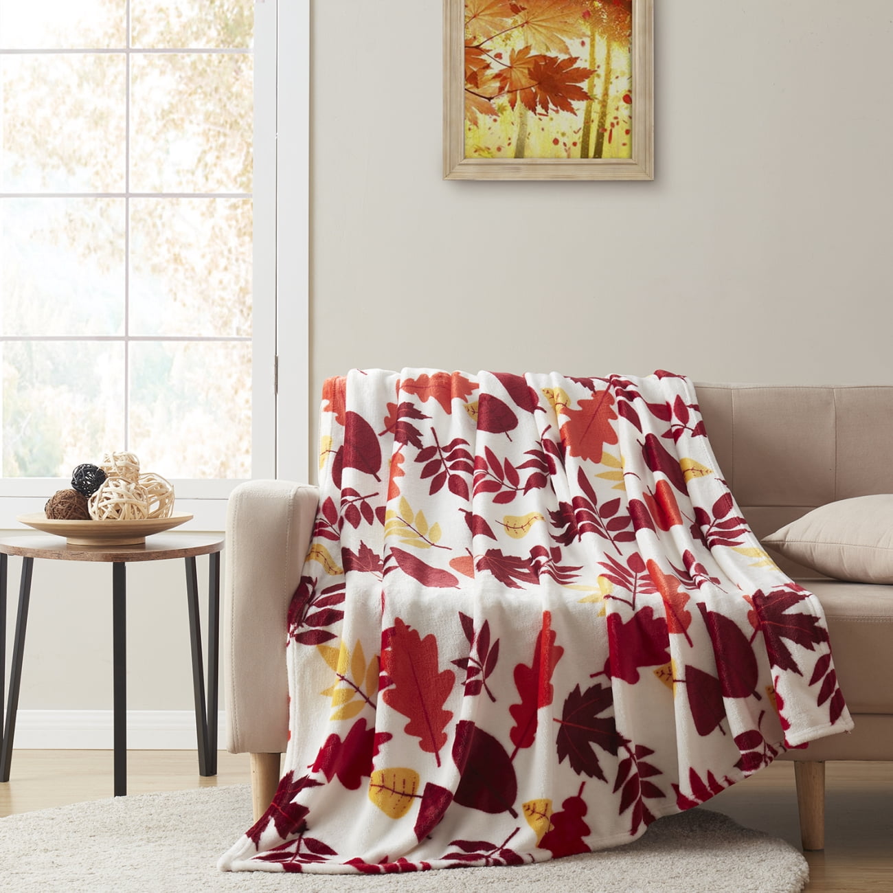Aurora Living Autumn Leaves 100% Polyester Throw, 50" x 70" - Walmart.com