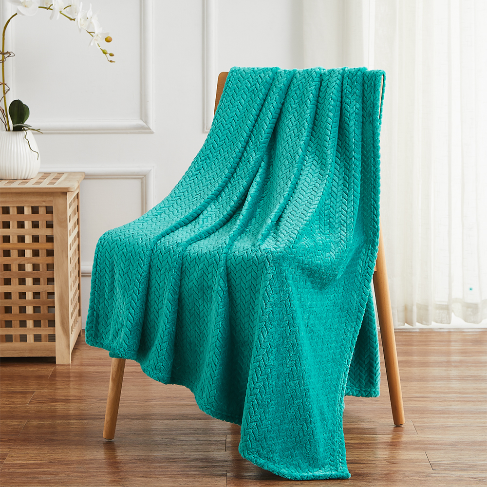 Ultra Soft & Plush Herringbone Fleece Throw Blanket Covers - Assorted ...