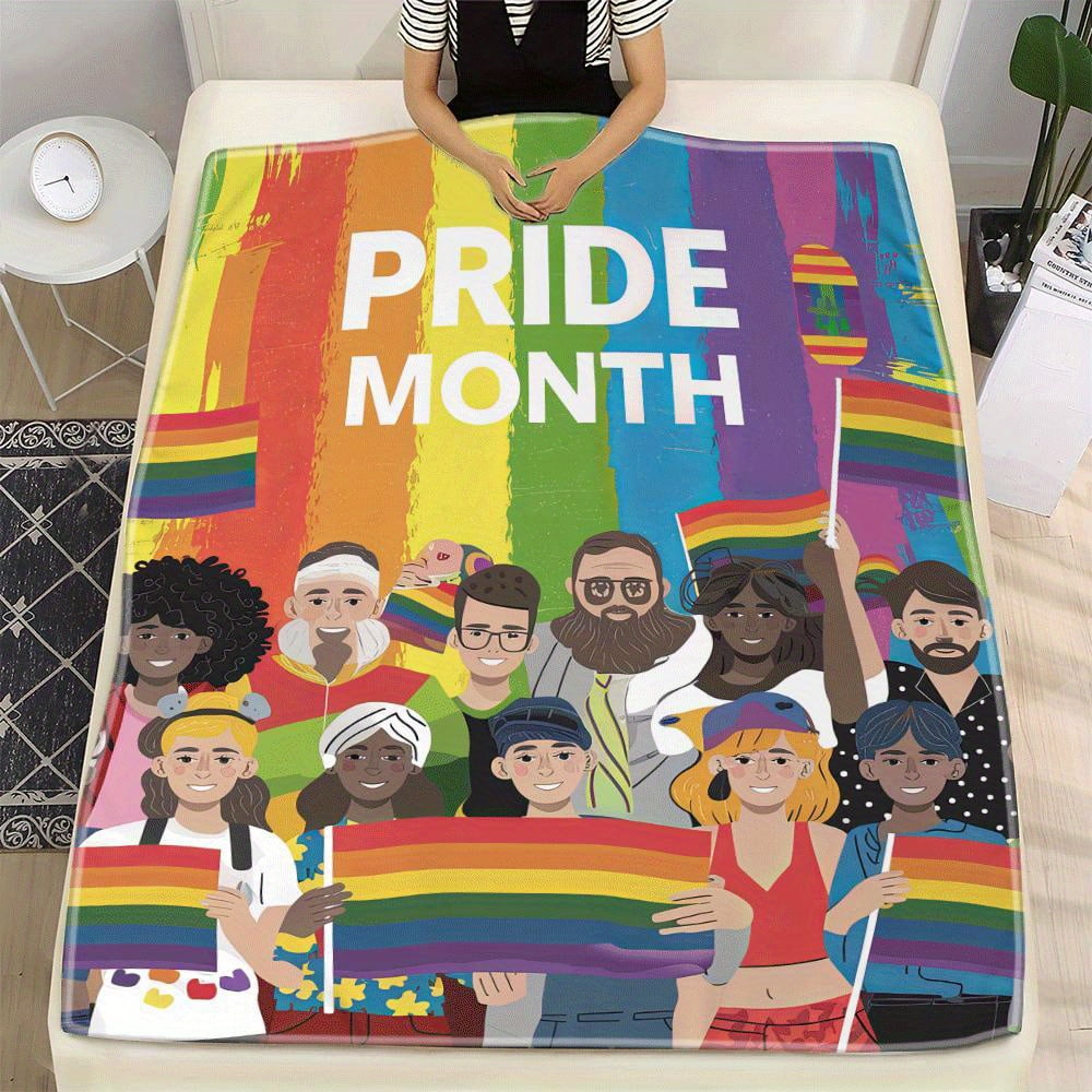 Ultra-Soft Pride Month Flannel Blanket - Vibrant Rainbow Design with ...