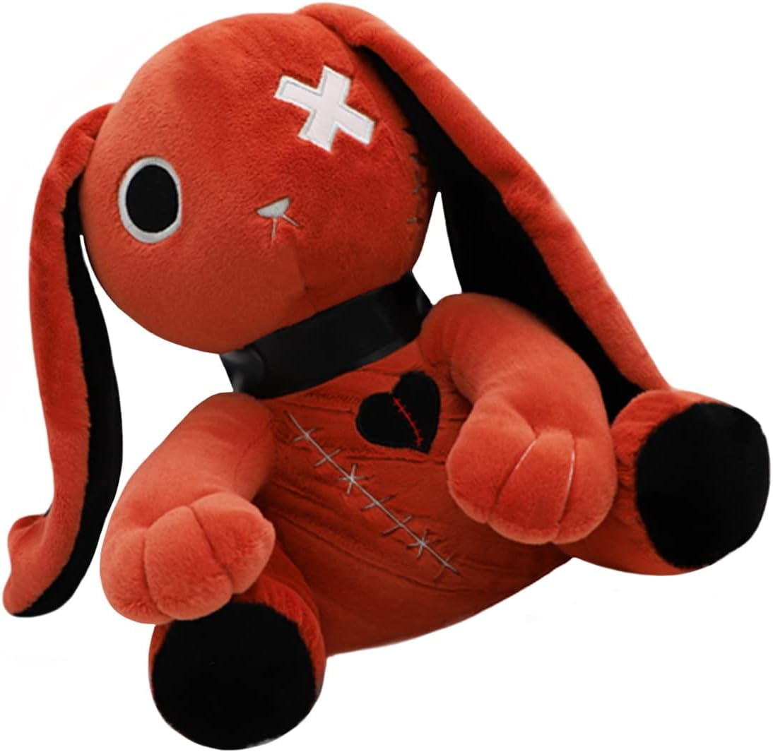 Ultra-Soft Red Creepy Rabbit Stuffed Pillow Furry Gothic Bunny Plush ...