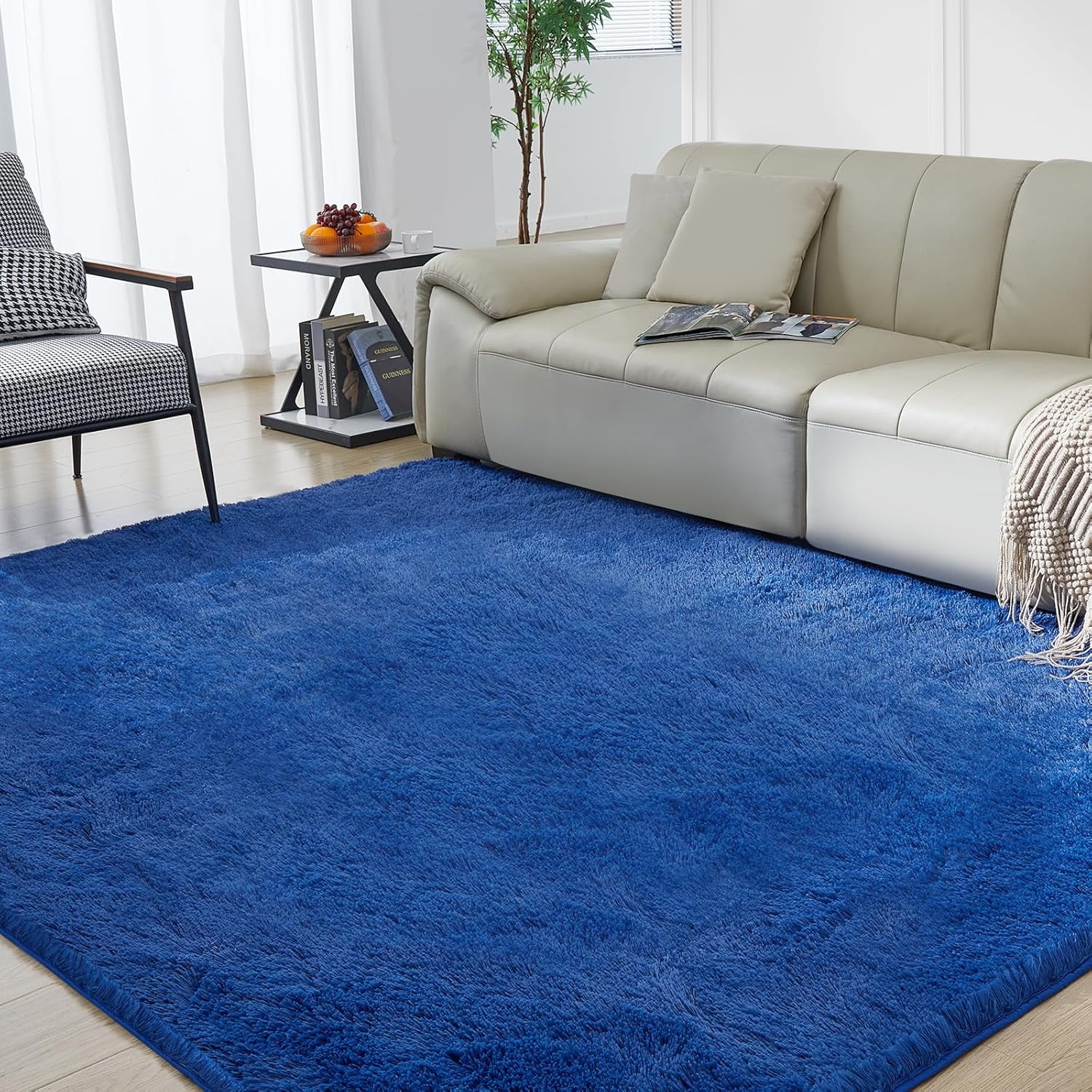 Ultra Soft Rug for Living Room, 5X8 Ft Grey Fluffy Shag Area Rug for ...