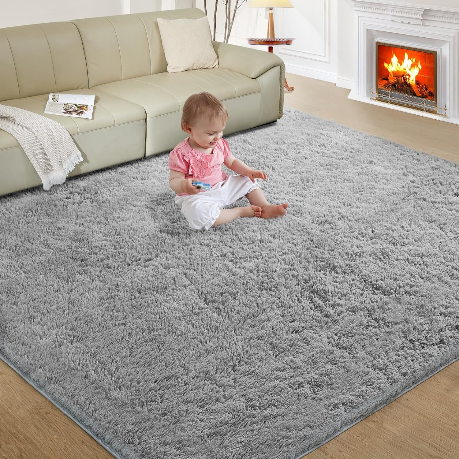 Ultra Soft Rug for Living Room, 8X10 Fluffy Area Rug for Bedroom ...