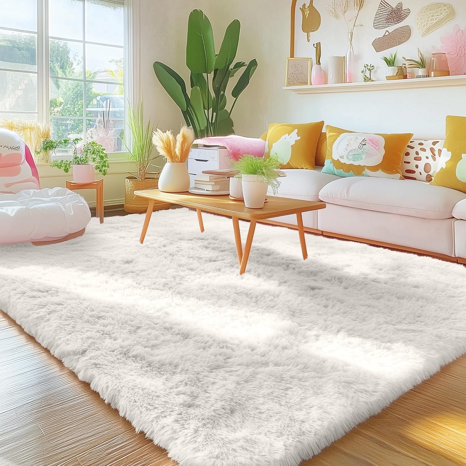 Ultra Soft Rug for Living Room, 8X10 Fluffy Area Rug for Bedroom ...