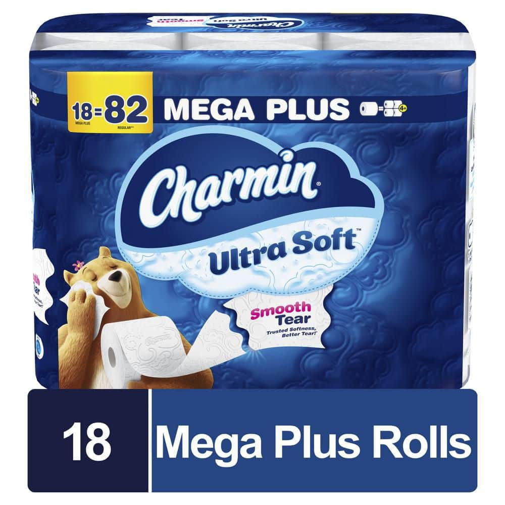Ultra-Soft Smooth Tear Toilet Paper Rolls (18 Mega Plus Rolls ...