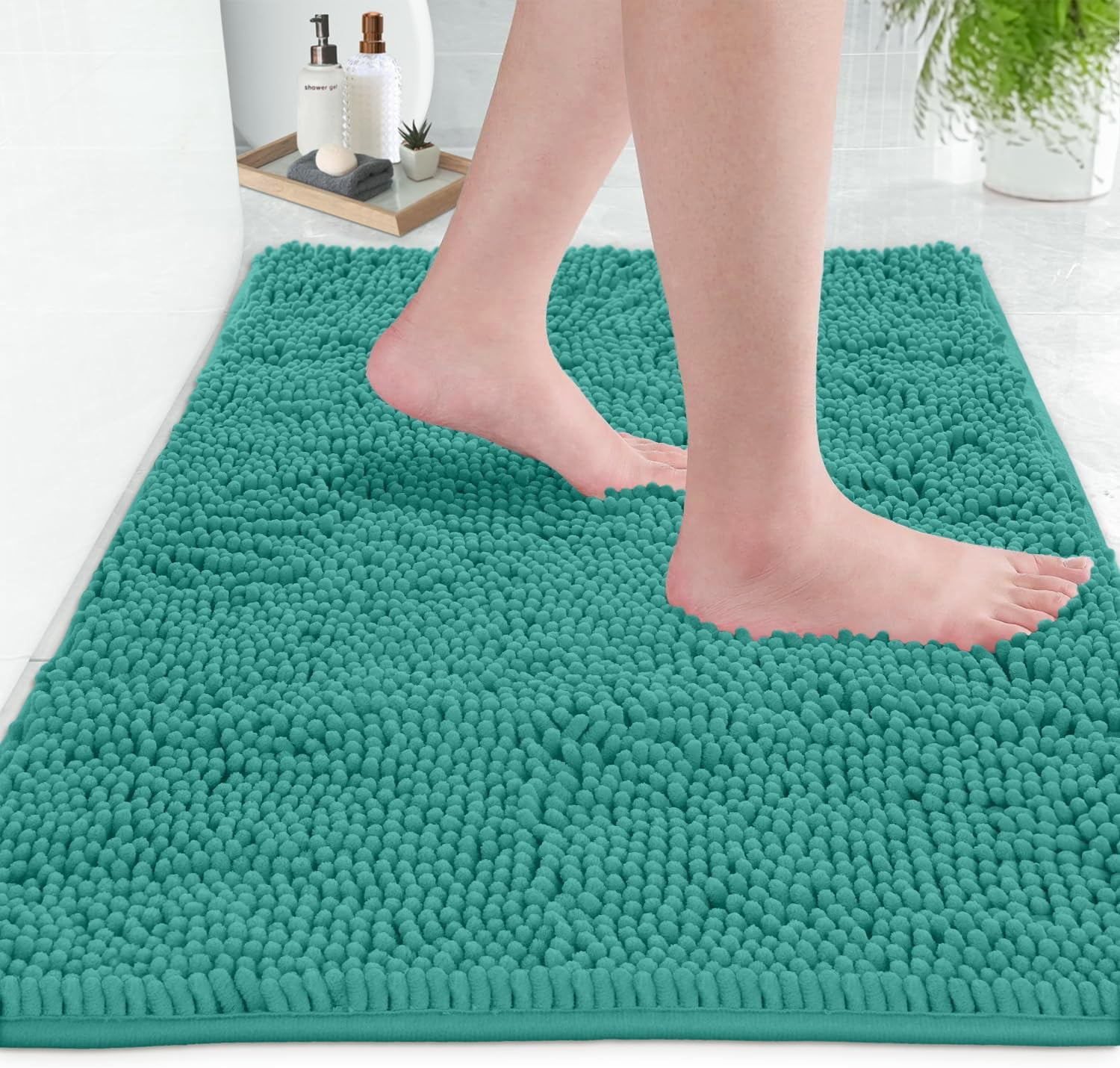 Ultra Soft Texture Chenille Plush Bath Rugs Floor Mats, Bath Rug Non ...
