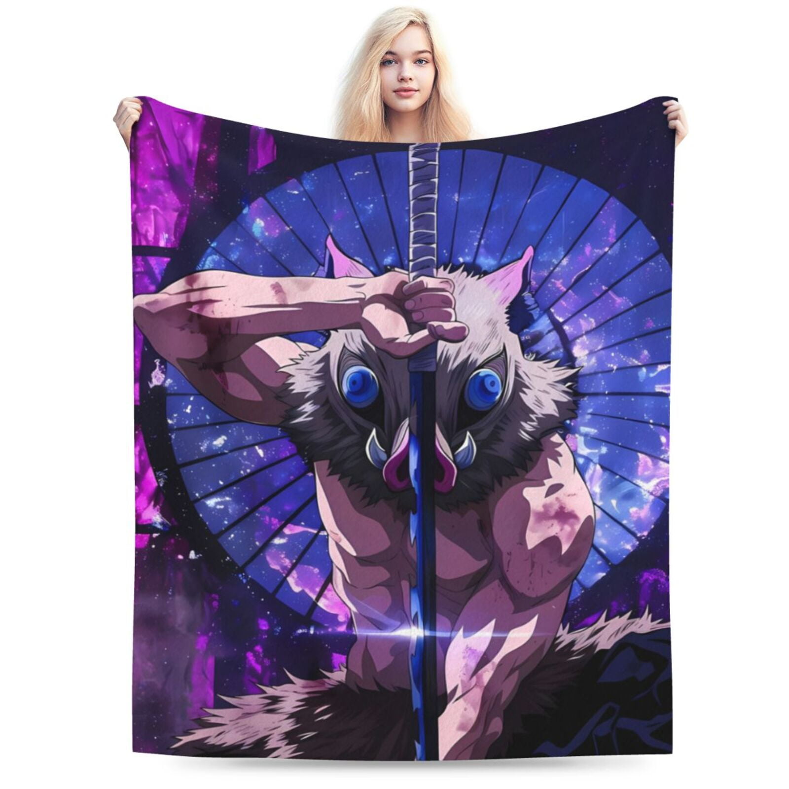 Ultra Soft Throw Plush, Demon Slayer Hashibira Inosuke Bedding Fleece ...