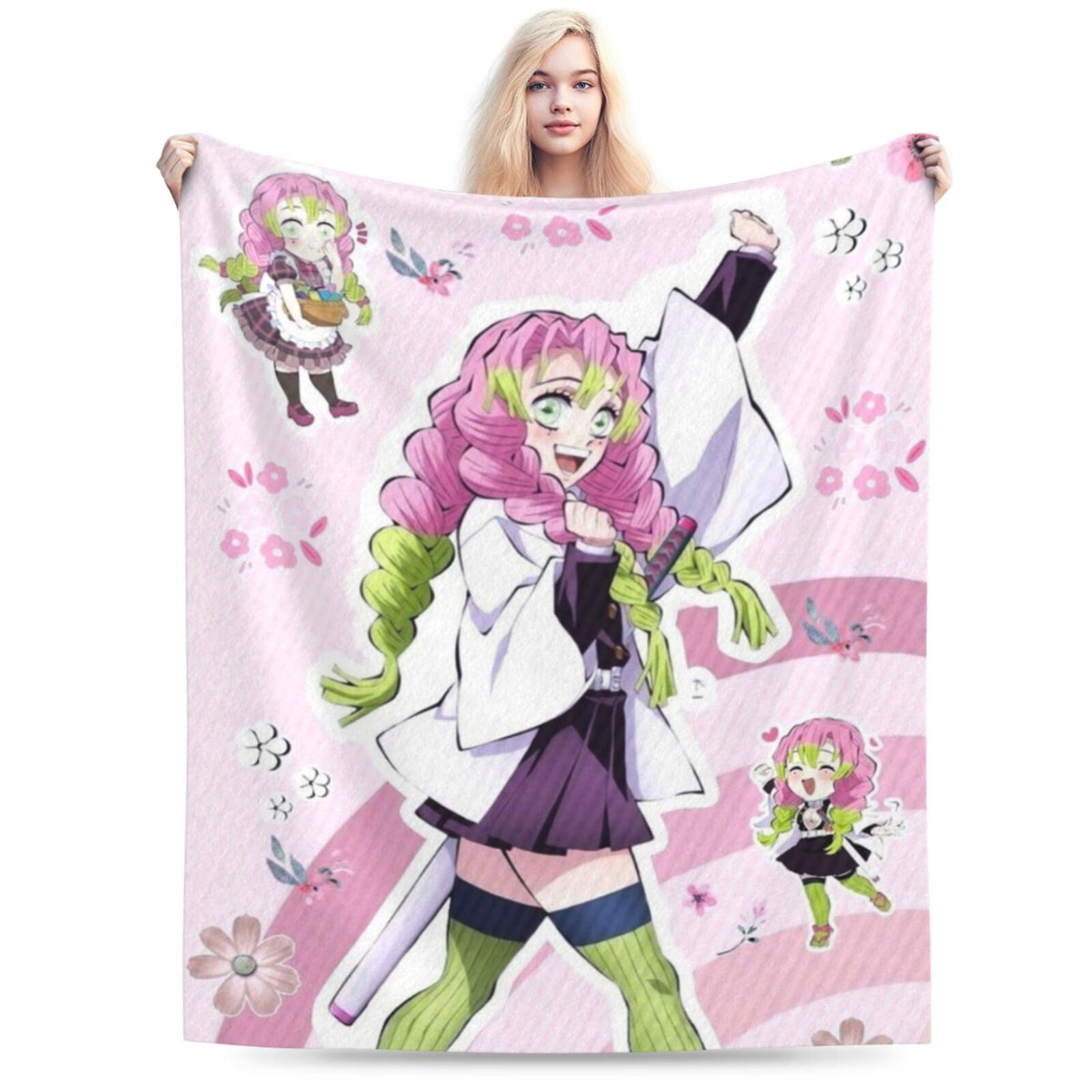 Ultra Soft Throw Plush, Demon Slayer Kanroji Mitsuri Bedding Fleece ...