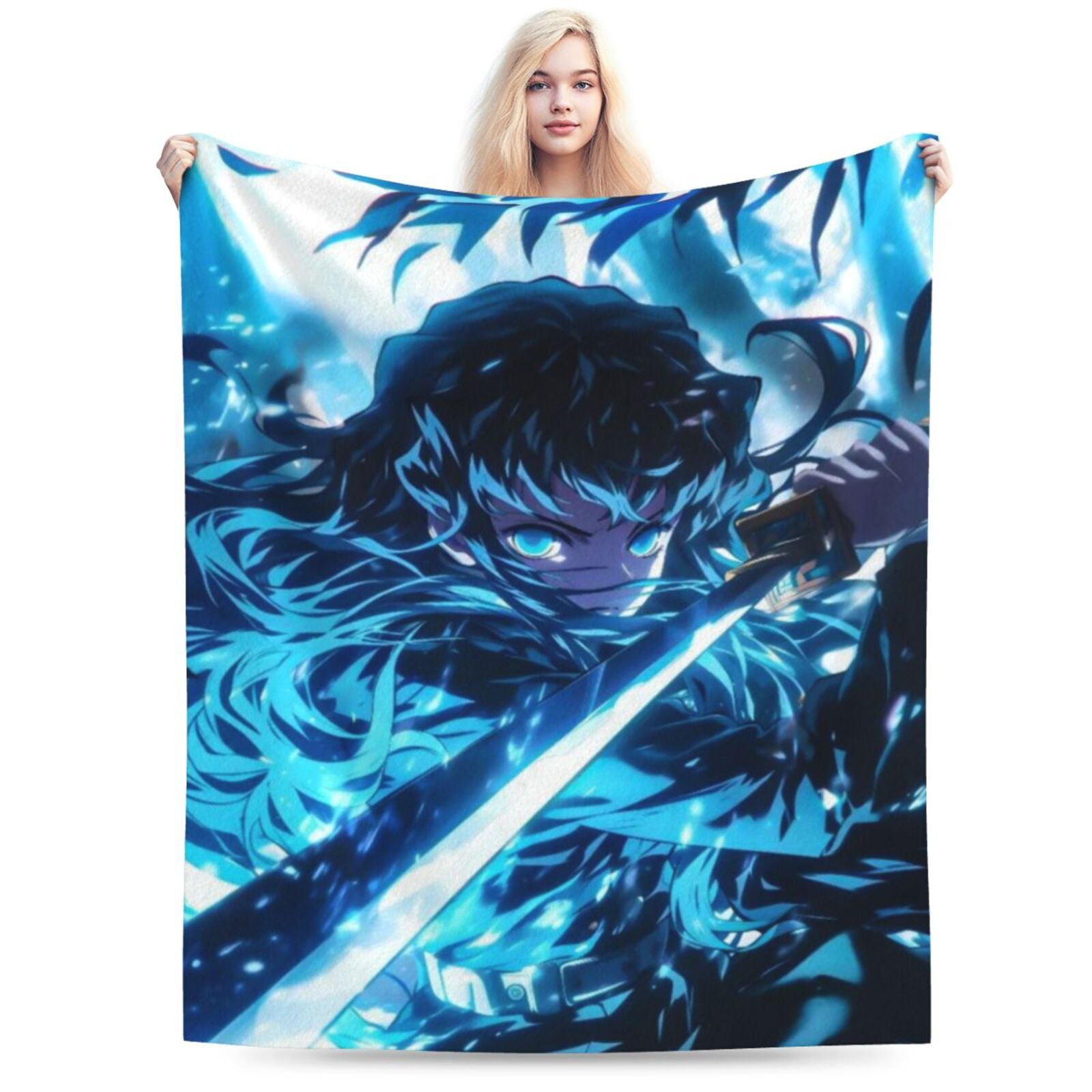 Ultra Soft Throw Plush, Demon Slayer Tokitou Muichirou Bedding Fleece ...