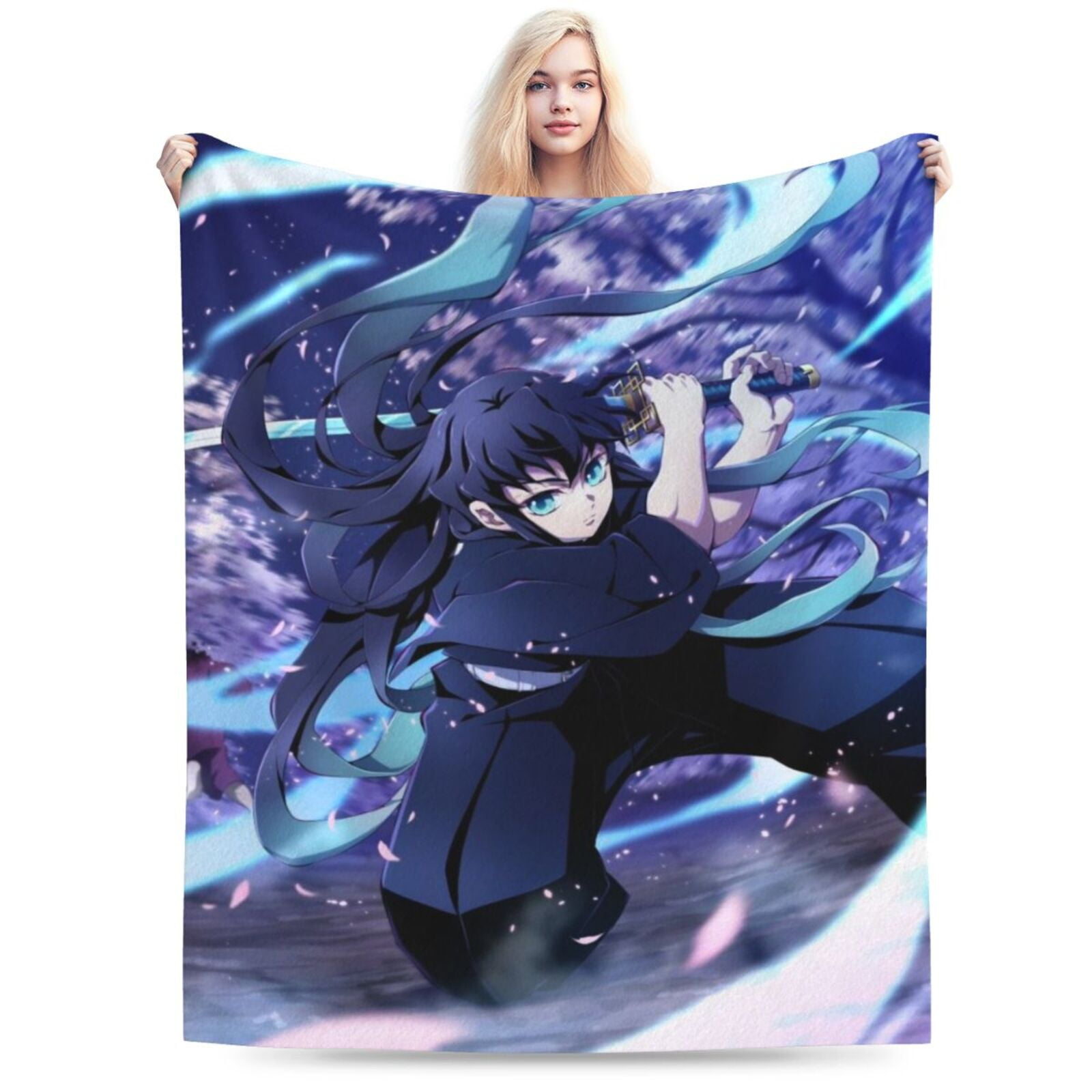 Ultra Soft Throw Plush, Demon Slayer Tokitou Muichirou Bedding Fleece ...