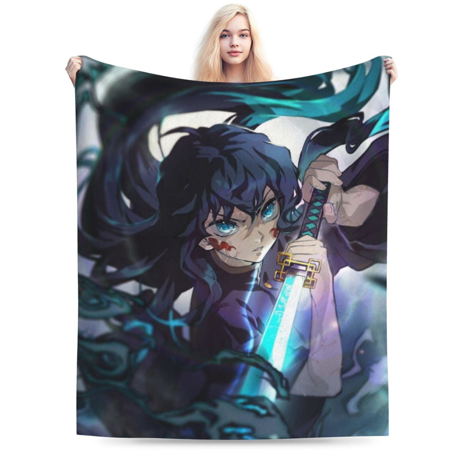Ultra Soft Throw Plush, Demon Slayer Tokitou Muichirou Bedding Fleece ...