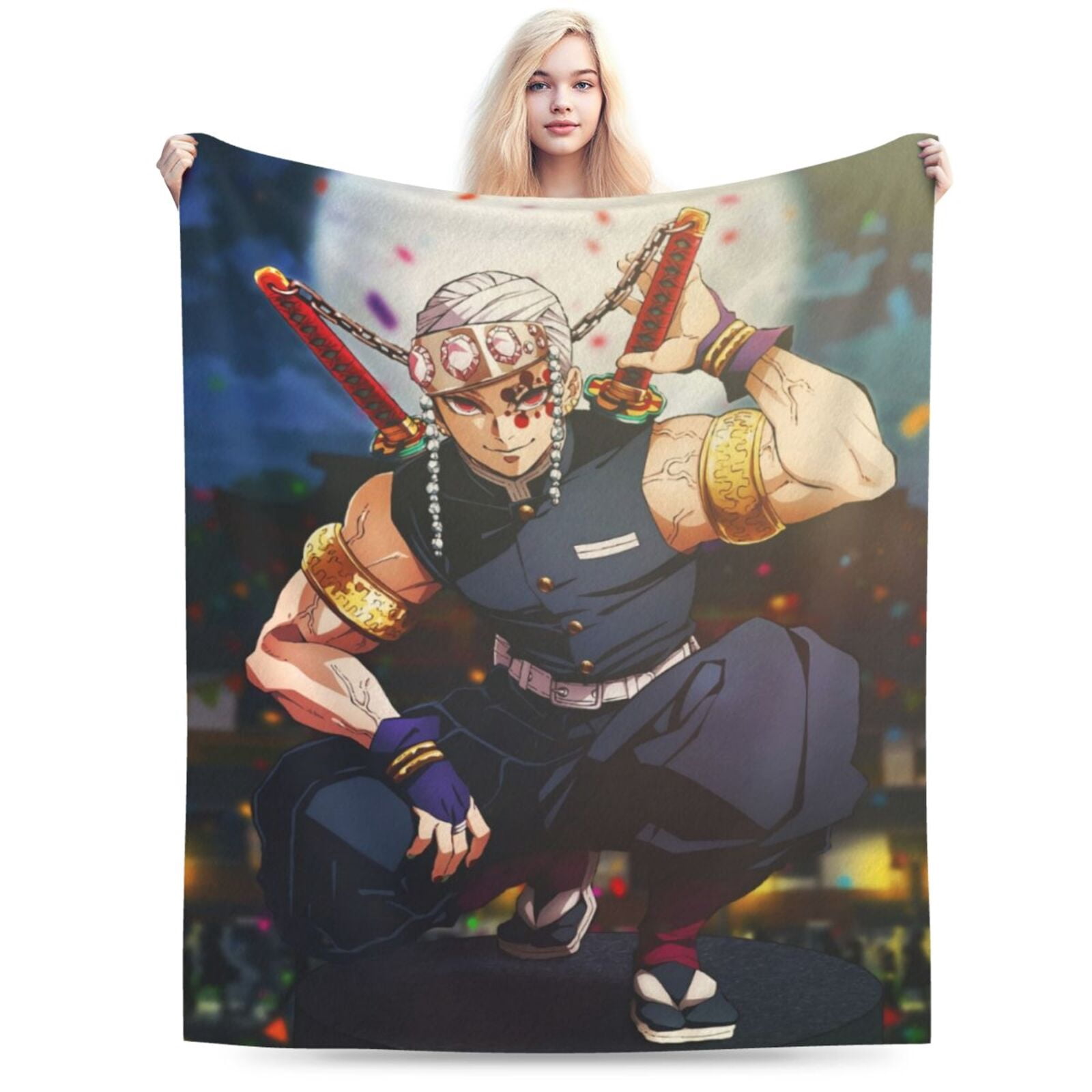 Ultra Soft Throw Plush, Demon Slayer Uzui Tengen Bedding Fleece Blanket ...