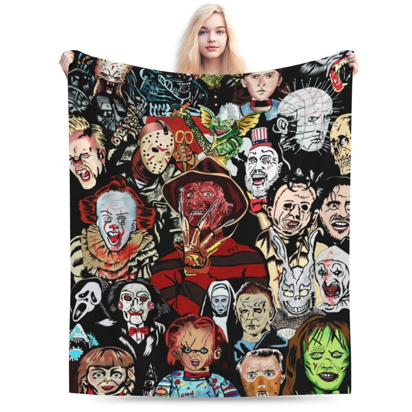 Ultra Soft Throw Plush, Horror Movie Characters Bedding Fleece Blanket ...