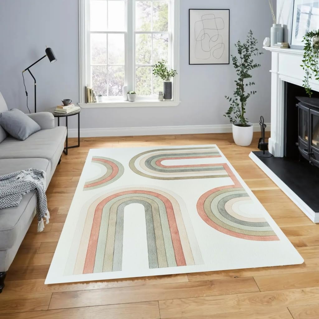 Ultra Soft Washable Boho Art Area Rug Multicolor Mid Century Modern ...