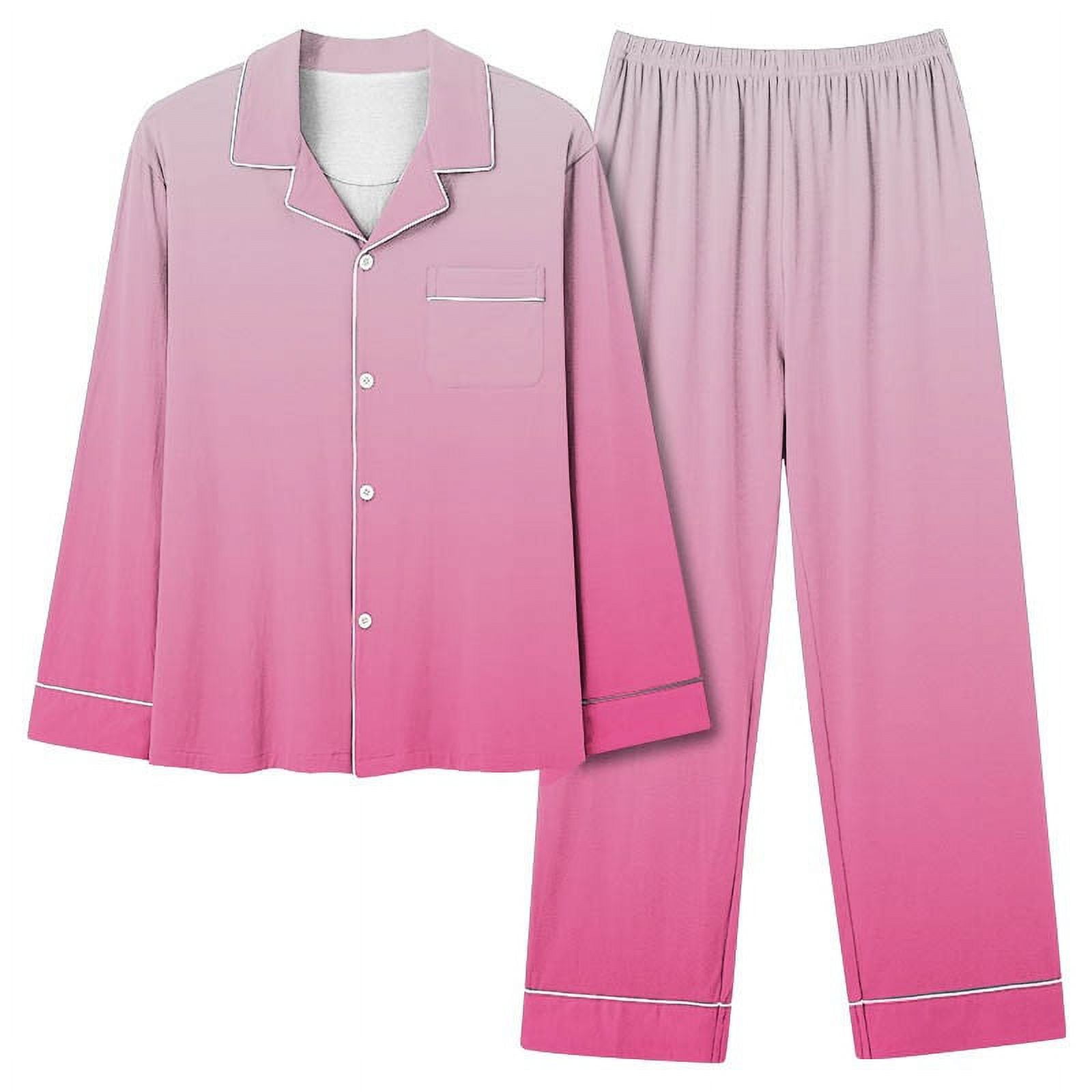 Ultra-Soft Women's Pajamas Pant Set 2pcs Long Sleeve Button Up Lapel ...