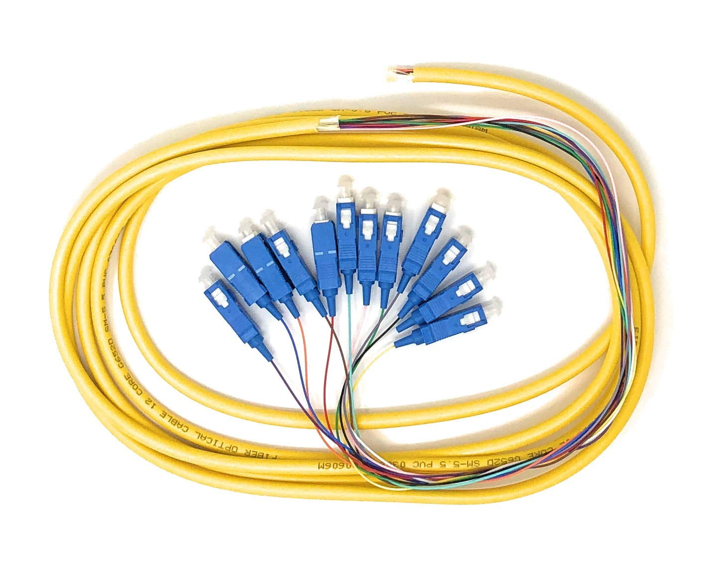 Ultra Spec Cables 12 Strand Singlemode SC-UPC Fiber Pigtail, 1 Meter ...
