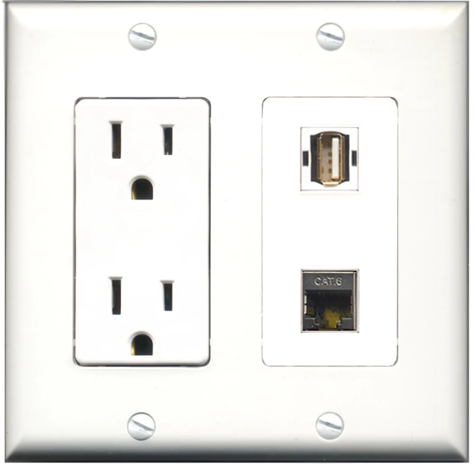 Ultra Spec Cables 15 Amp Power Outlet 1 Port USB A-A 1 Port Shielded ...