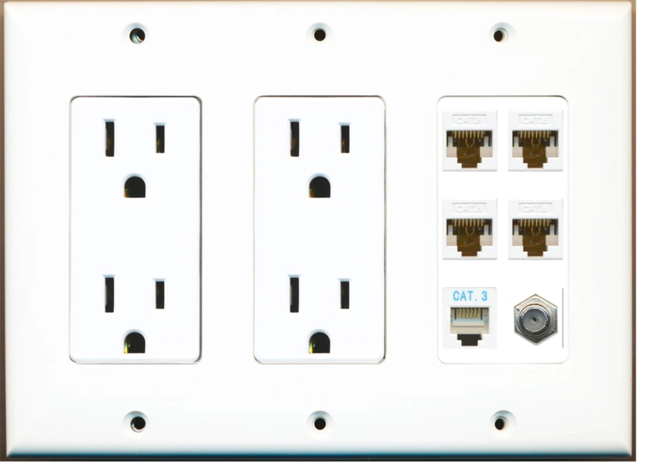 Ultra Spec Cables 4 Port Cat6 Ethernet Coax Phone Wall Plate w/Dual ...