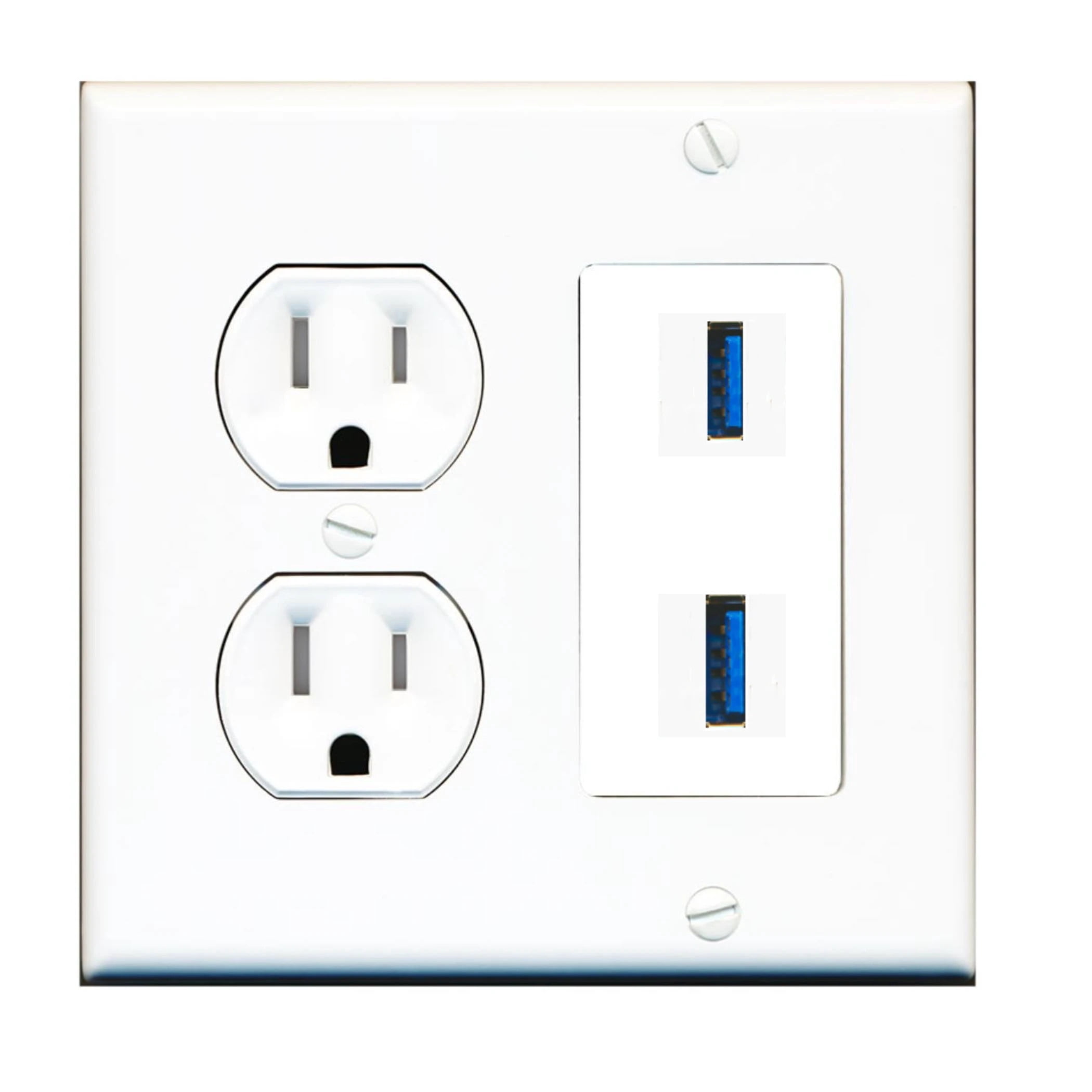 Ultra Spec Cables Custom Tamper Resistant Round Outlet Wall Plate White ...