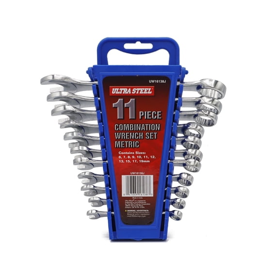 Ultra Steel 11-Piece Combination Wrench Set, Metric, 6MM, 7MM, 8MM, 9MM ...