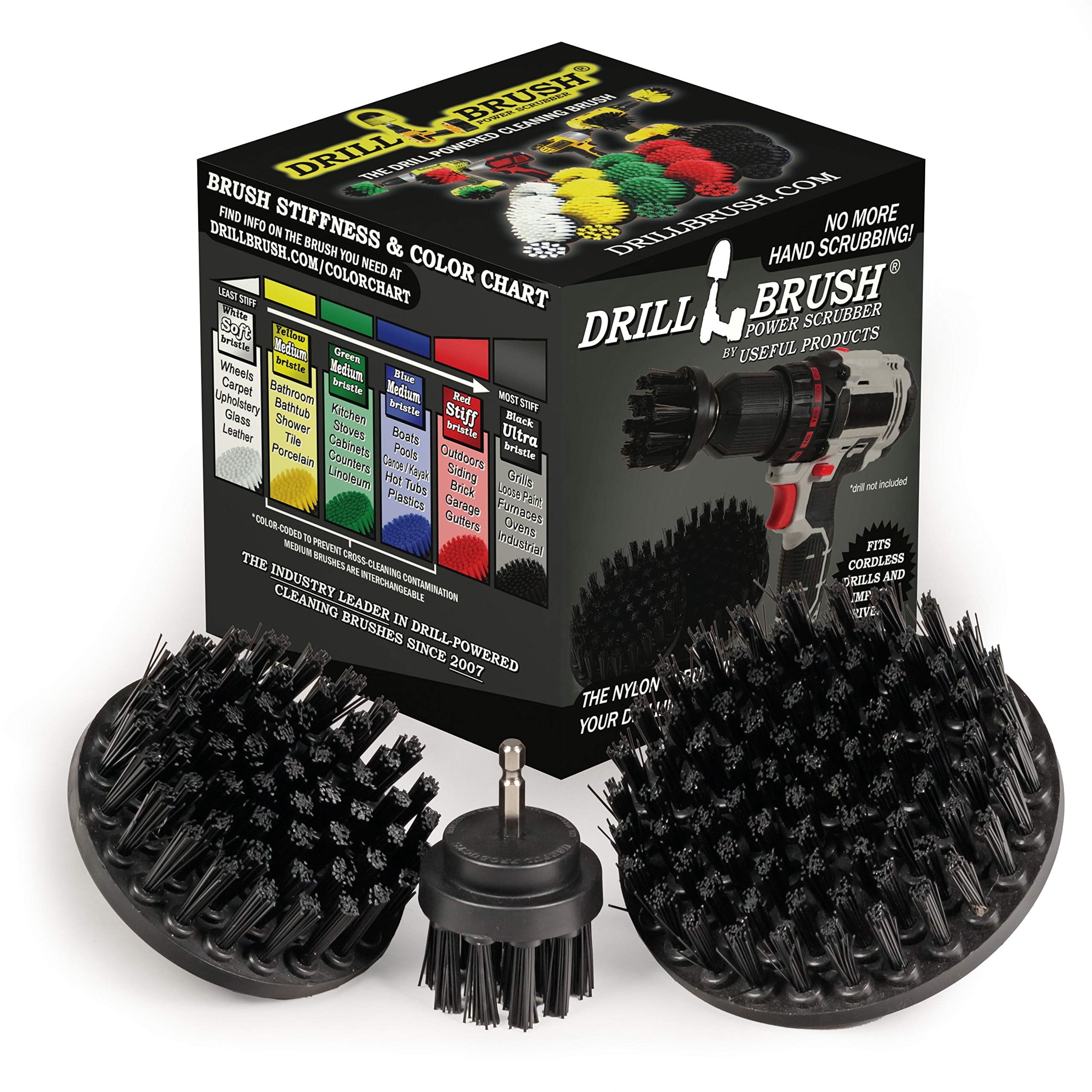 Ultra Stiff Drill Powered Cleaning Brush Set - Heavy Duty Industrial ...