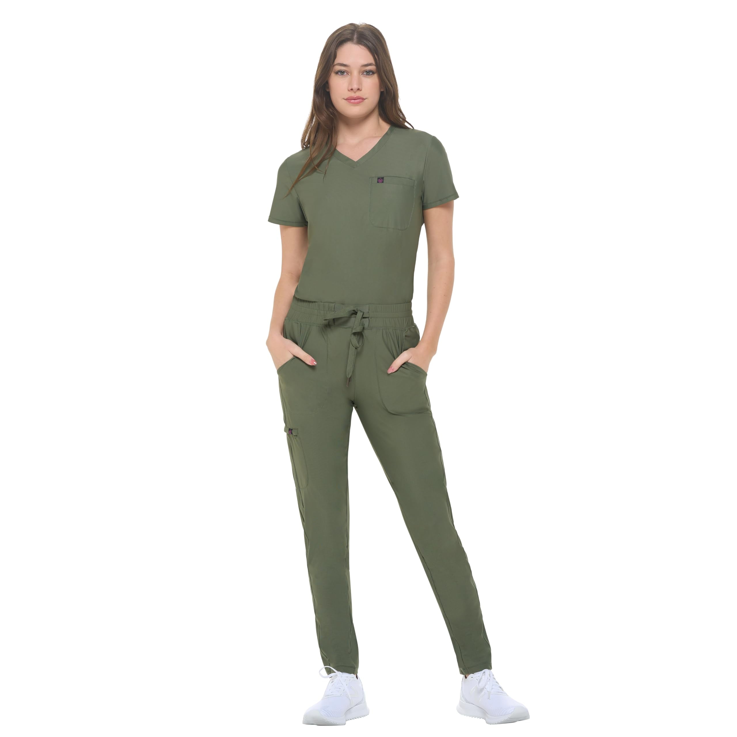 Ultra Stretch Form Fitting Womens Scrub Set (Olive, Large) - Walmart.com