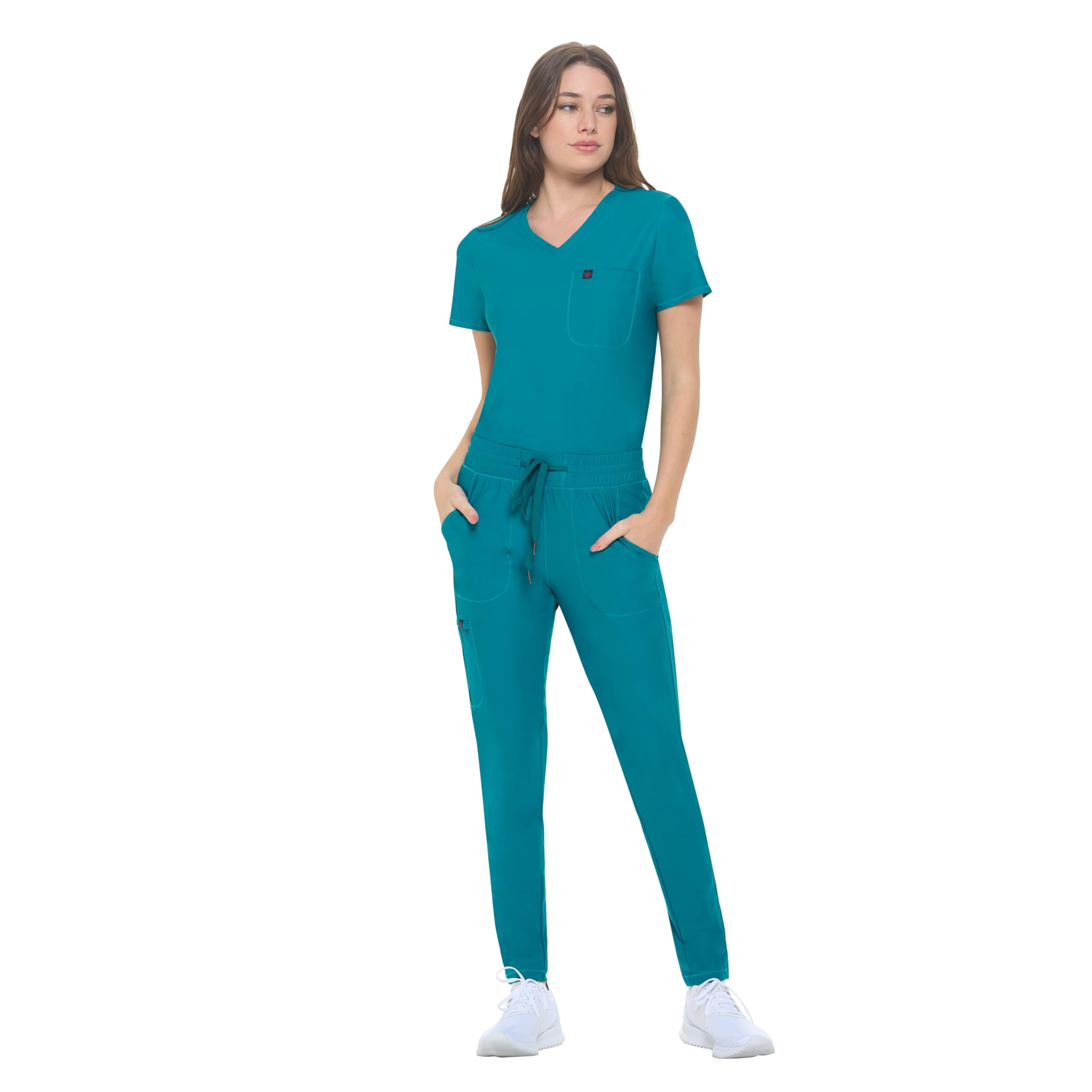 Ultra Stretch Form Fitting Womens Scrub Set (Teal, Large) - Walmart.com