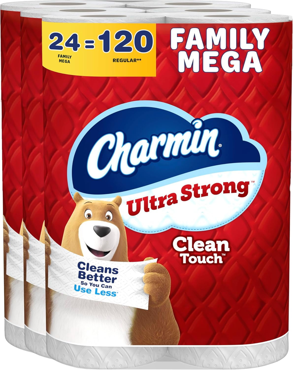 Ultra Strong Clean Touch Toilet Paper, 24 Family Mega Rolls = 120 ...