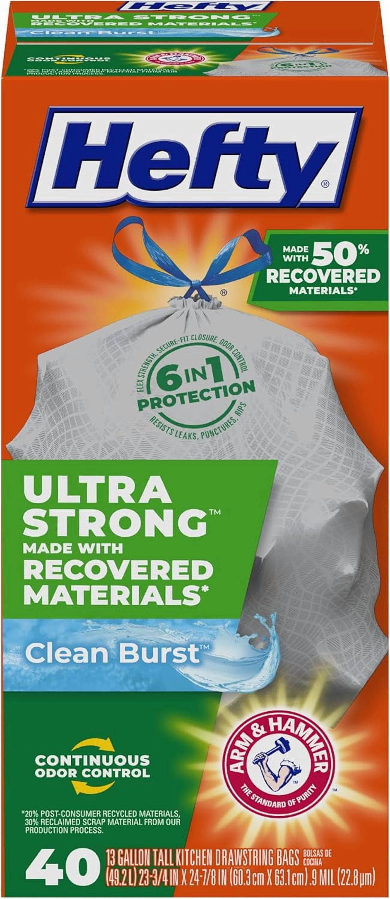Ultra Strong Made with 50% Recovered Materials* Tall Kitchen Trash Bags ...