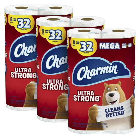 Ultra Strong Mega Roll Toilet Paper 2-Ply, 264 Sheets Per Roll, 8 Rolls ...