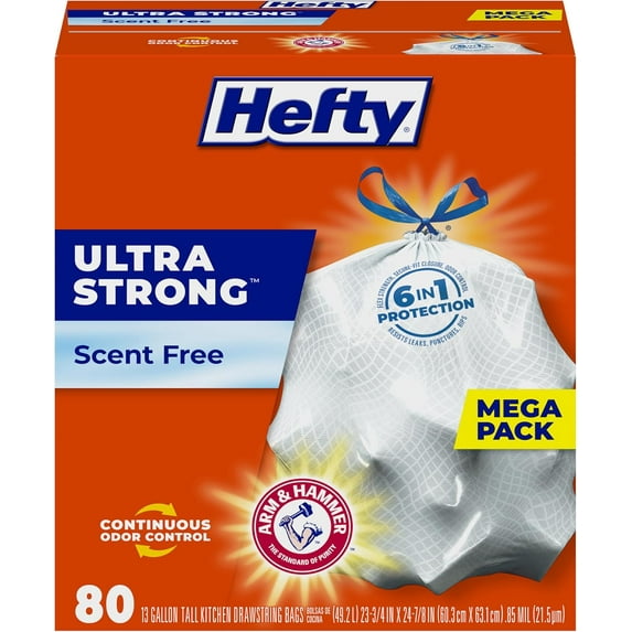 Ultra Strong Tall Kitchen Trash Bags, Unscented, 13 Gallon, 80 Count ...