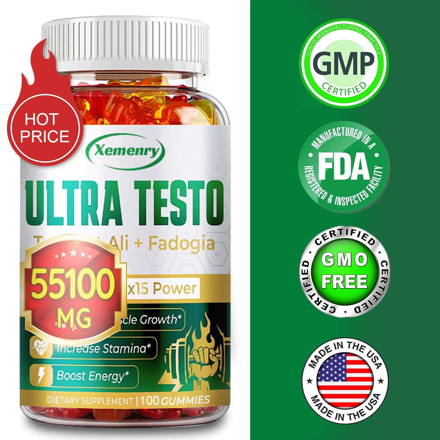 Ultra Testo 55100mg Testosterone Boost Increased Endurance Horny Goat Weed Maca By