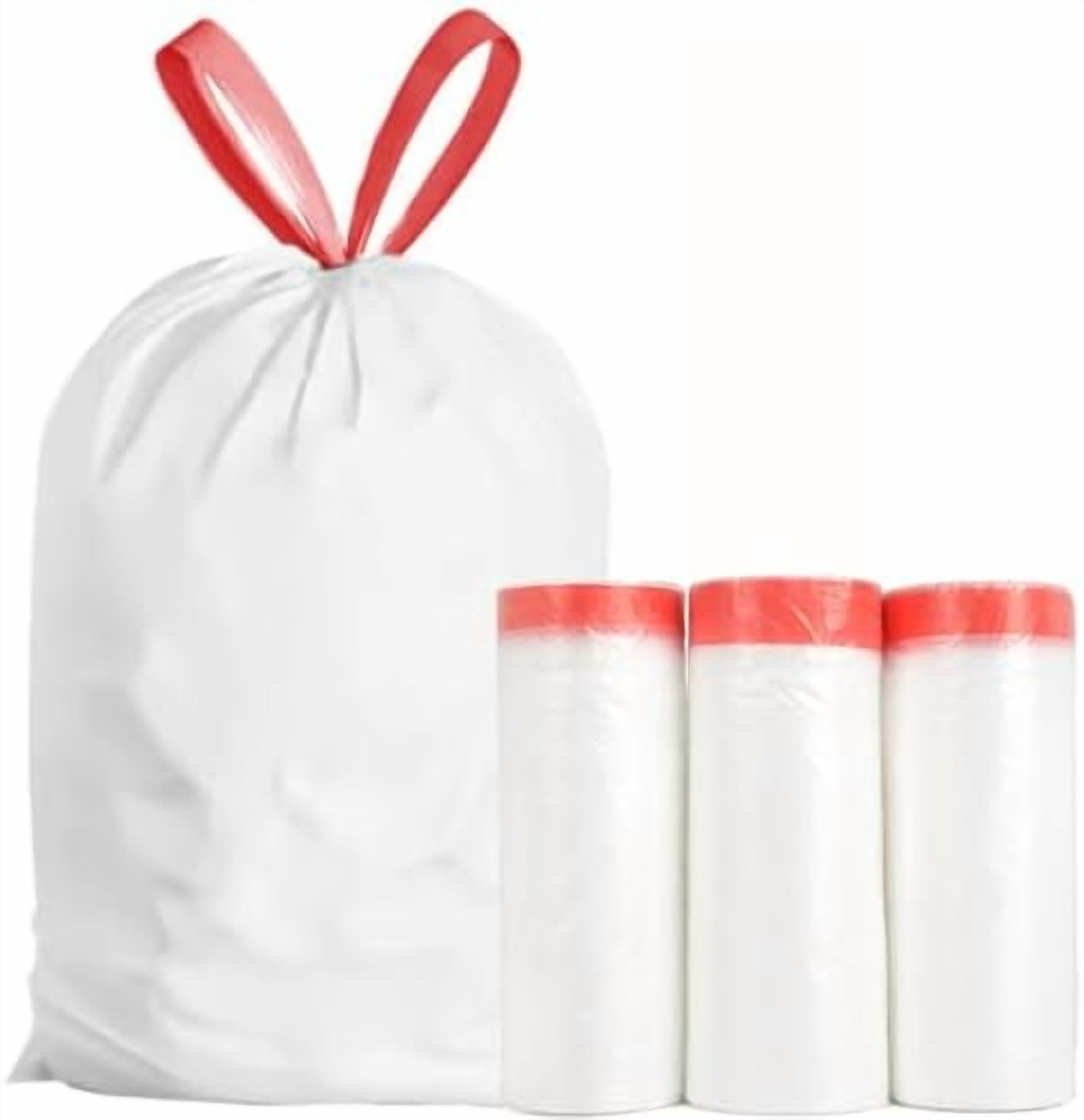Ultra Thick Heavy Duty Plastic 16-18 Gallon Drawstring Trash Bags White ...
