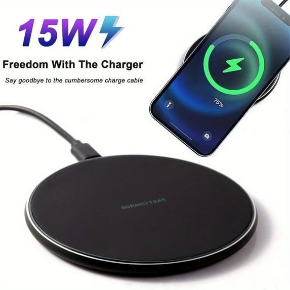 Ultra-Thin 15W Fast Wireless Charging Pad with LED Light, Portable ...