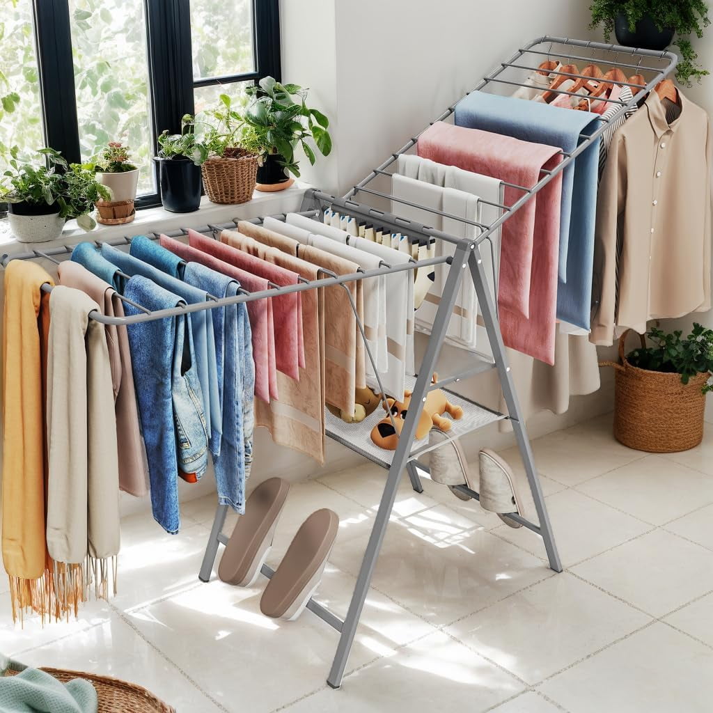 Ultra Thin Drying Rack for Clothing, Foldable Clothes Drying Rack with ...